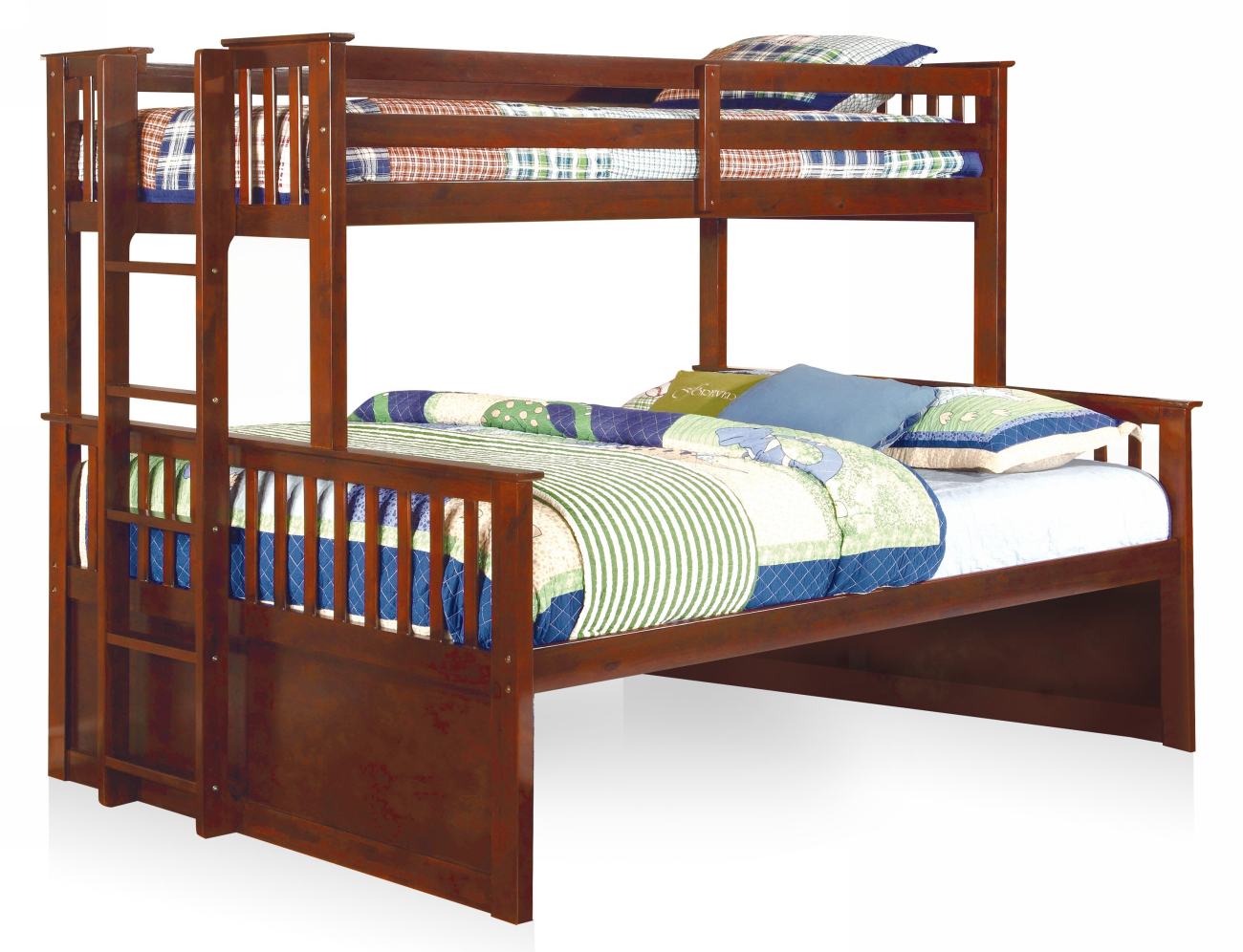Andris Cottage Solid Wood Twin over Full Bunk Bed in Dark Walnut ...