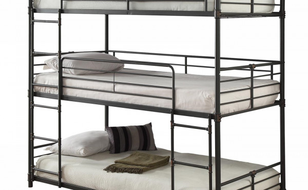 Dillon Industrial Metal Bunk Bed in Twin Triple Furniture of America