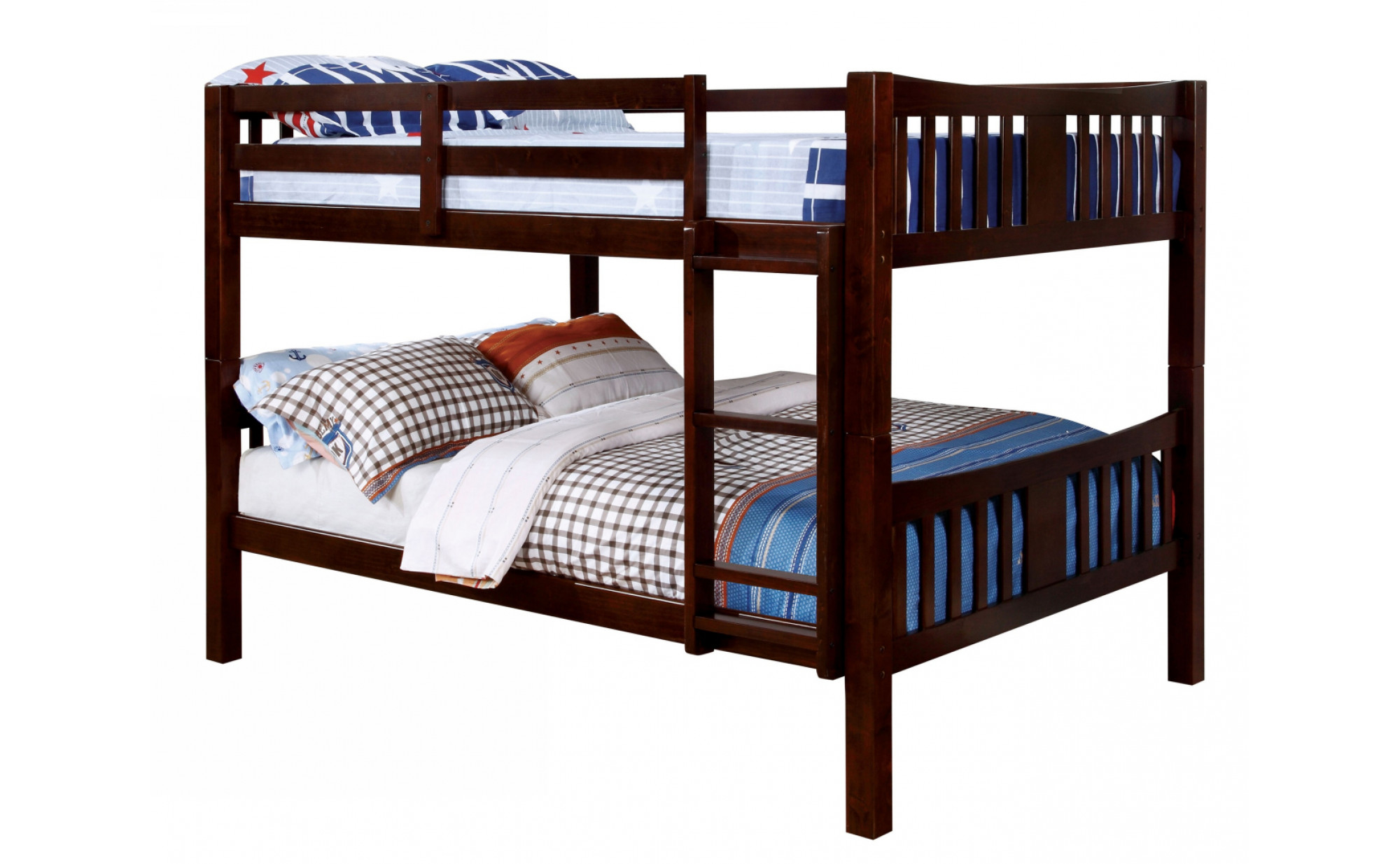 Khanjari Transitional Solid Wood Twin over Twin Bunk Bed in Dark Walnut ...