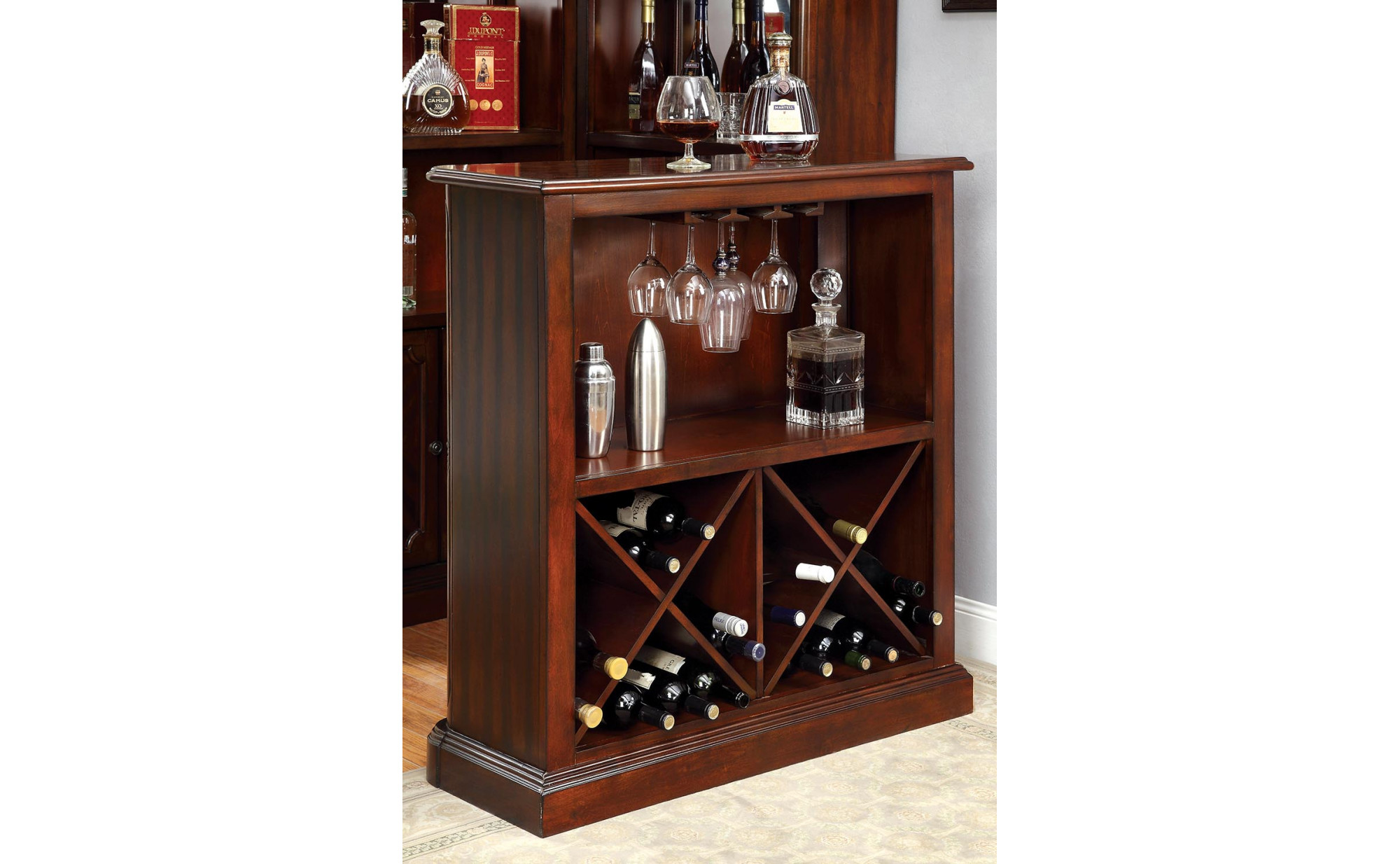 Nema Traditional Multi-Storage Bar Table in Dark Cherry Furniture of ...
