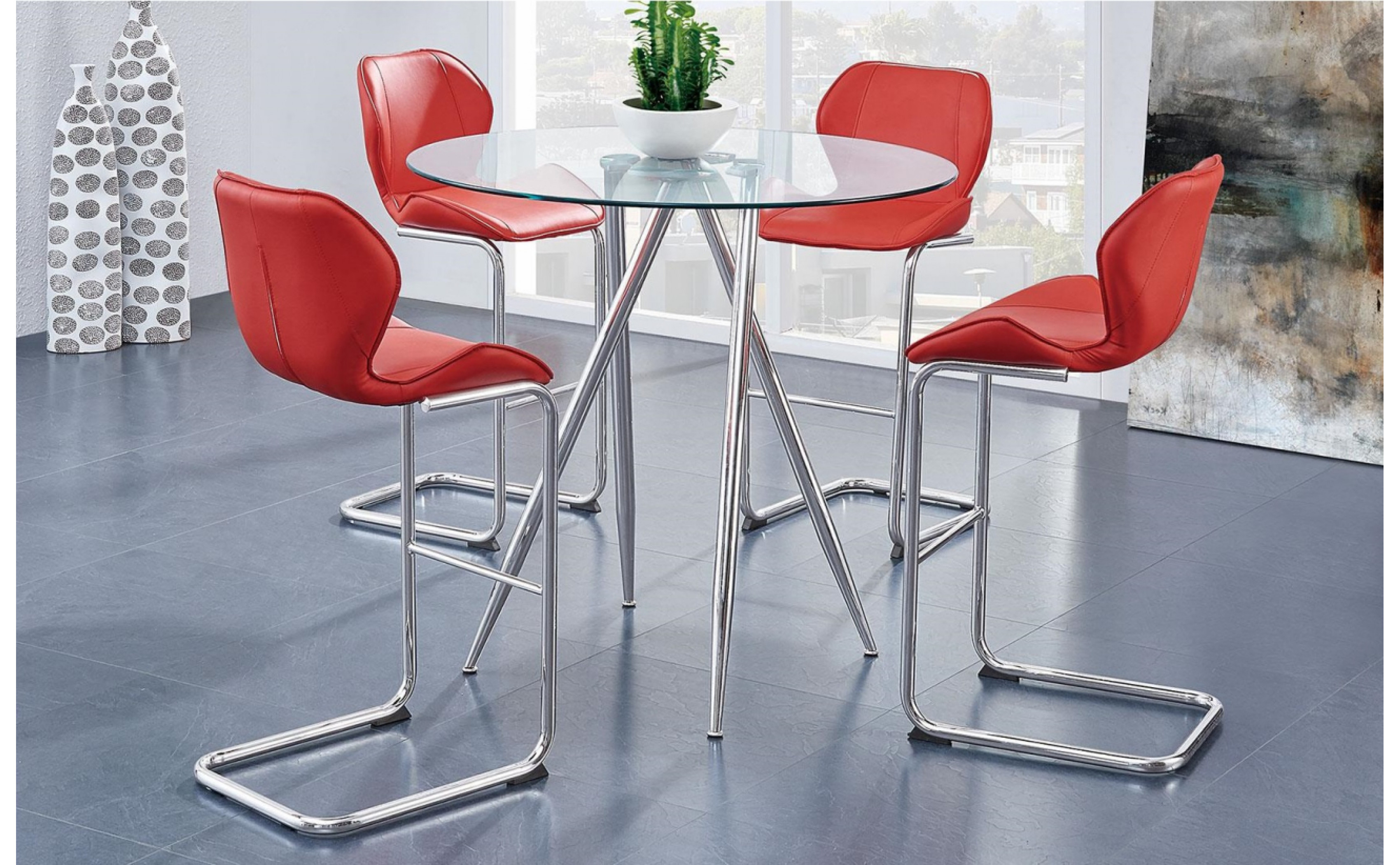 D1446BS Set Of 4 Barstools Red Global Furniture USA