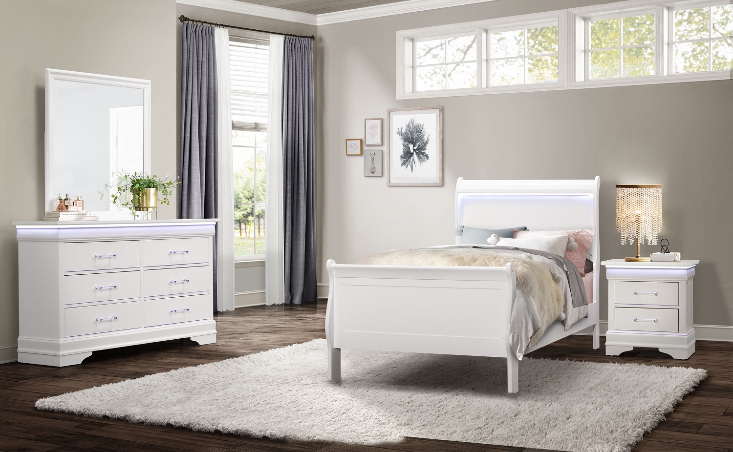 Charlie Bed White Global Furniture USA