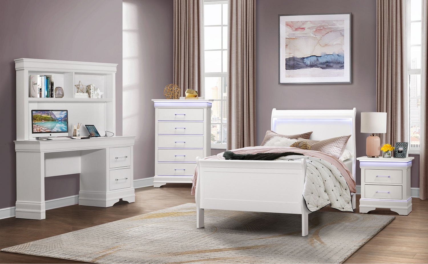 Charlie Bed White Global Furniture USA