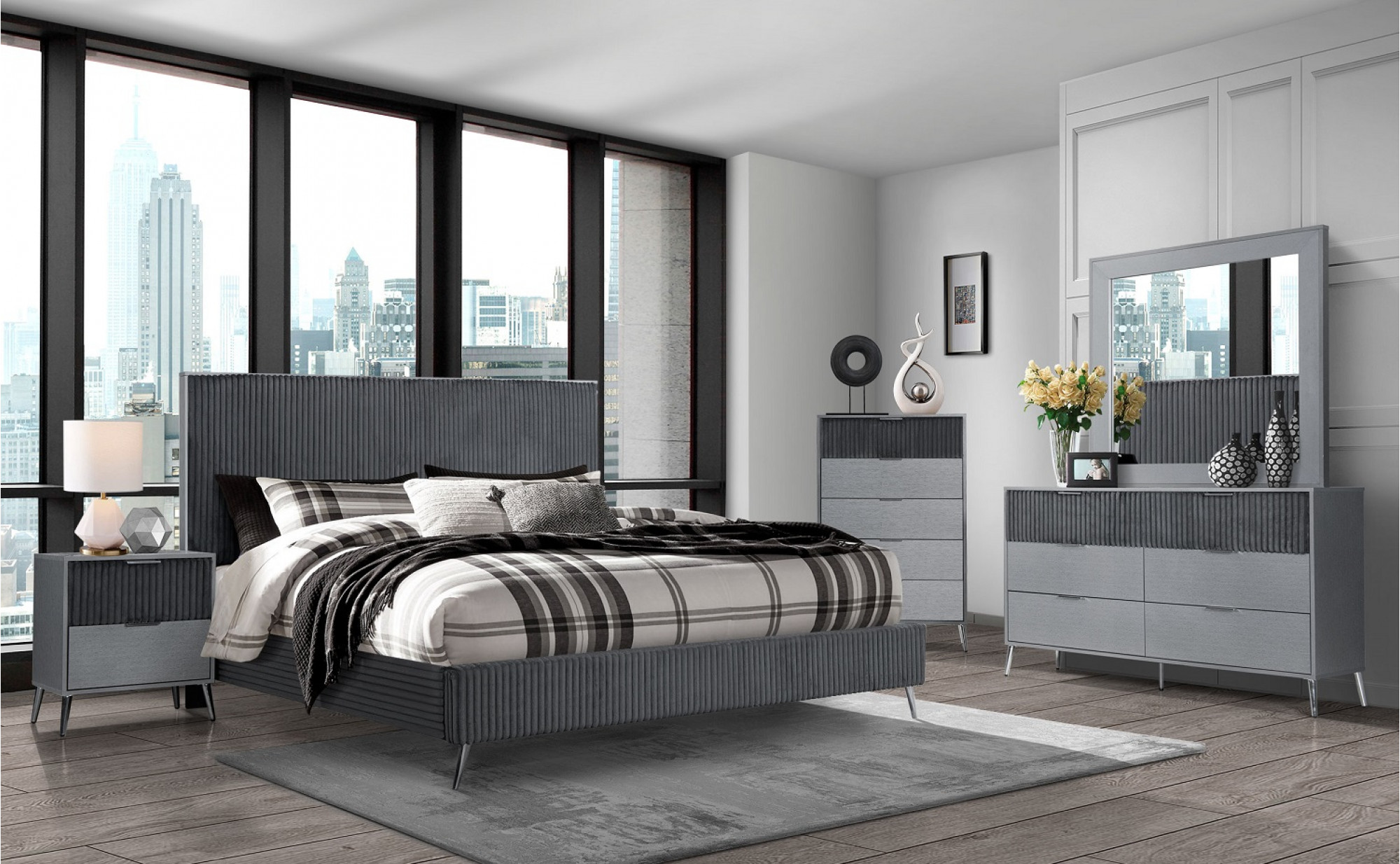 Enzo Bedroom Set Dark Grey Global Furniture USA