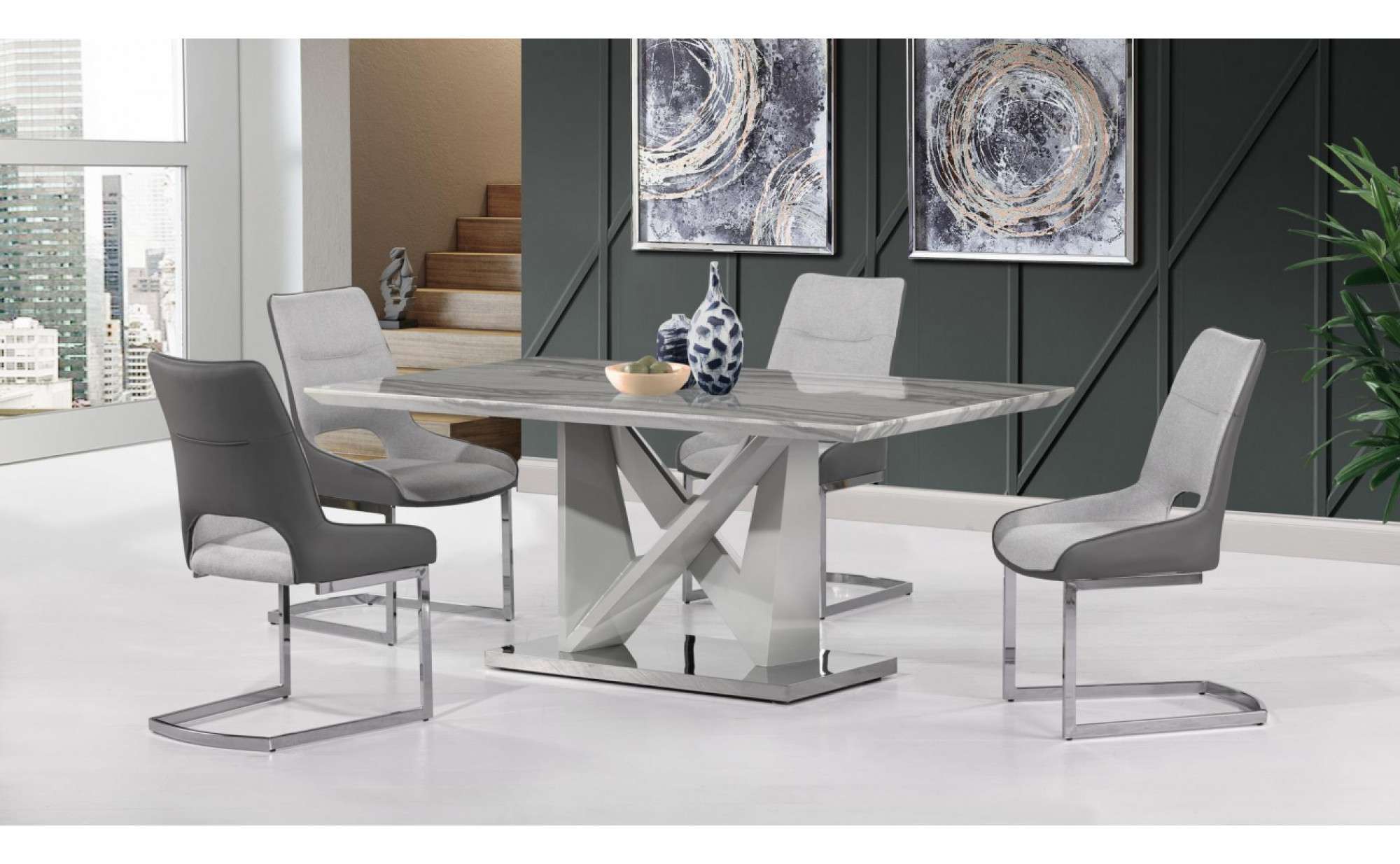 D1119DC Dining Chair Set Light Grey / Dark Grey Global Furniture USA