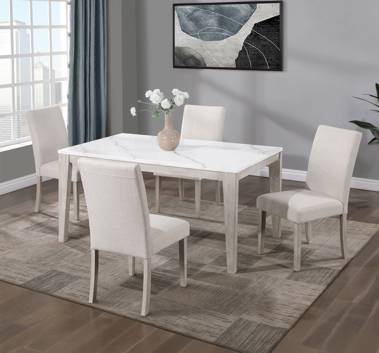 D2022DT Dining Table Oak / White Global Furniture USA