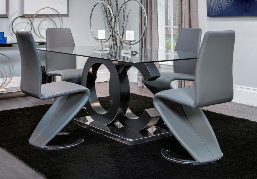 D2207DT-BLK + D9002DC-Grey Dining Set Black Global Furniture USA
