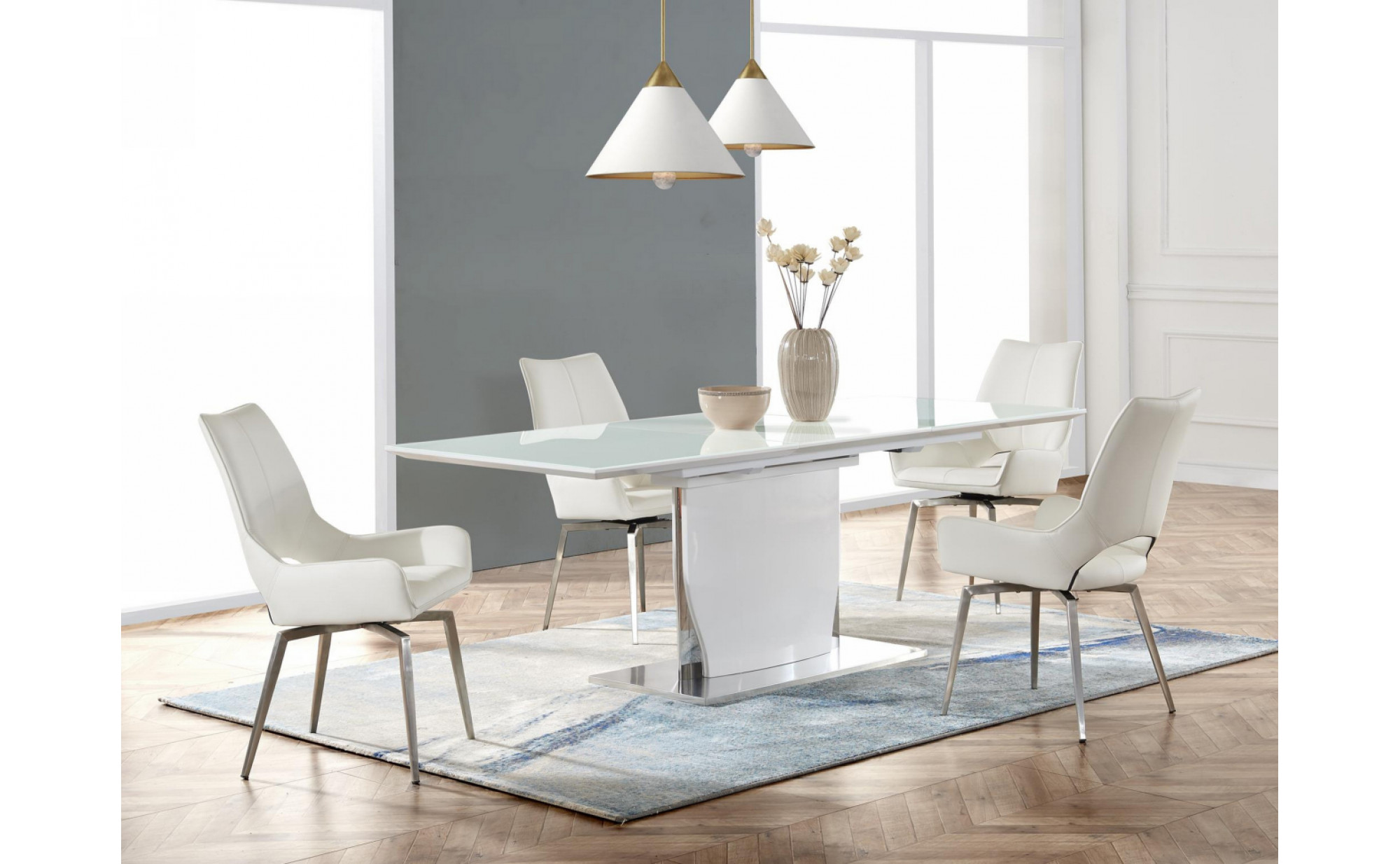 D2279DT + D4878DC- WH Dining Set White Global Furniture USA