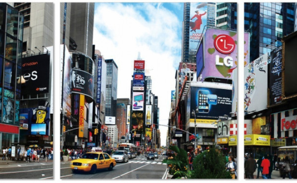 Times Square Wall Art Black / Orange / Blue J&M Furniture JM