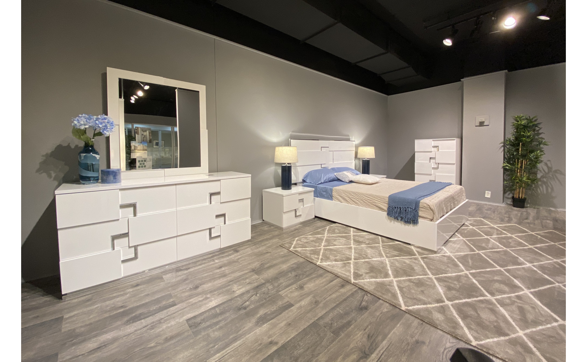 Infinity Nightstand Bianco Lucido J&M Furniture JM