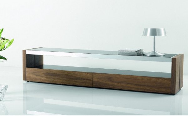 Trieste Modern TV Base Walnut Black Gloss J&M Furniture JM