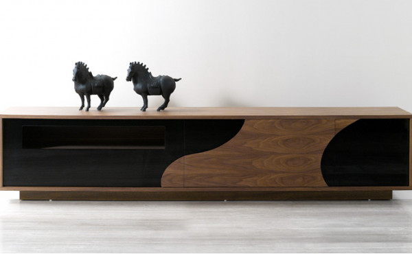 101F TV Base Walnut / Black High Gloss J&M Furniture JM