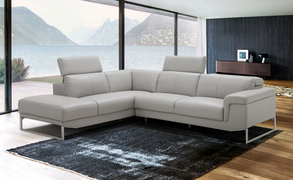 Athena Premium Leather Sectiononal Light Grey J&M Furniture JM